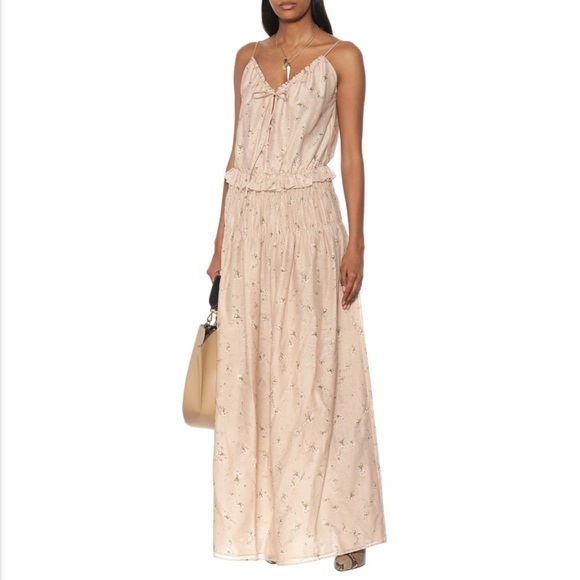 AMIRI | Dresses | Amiri Pink Floral Silk Cotton Spaghetti Strap Maxi ...